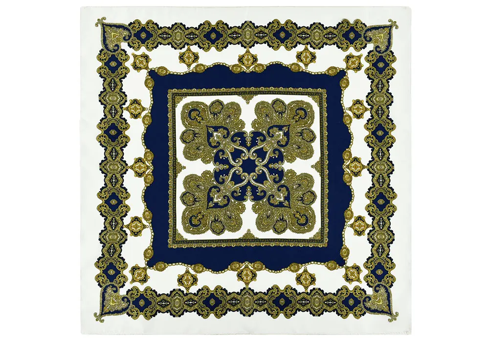 Silk Pocketsquare SMpo441 Blue & Gold - Eros